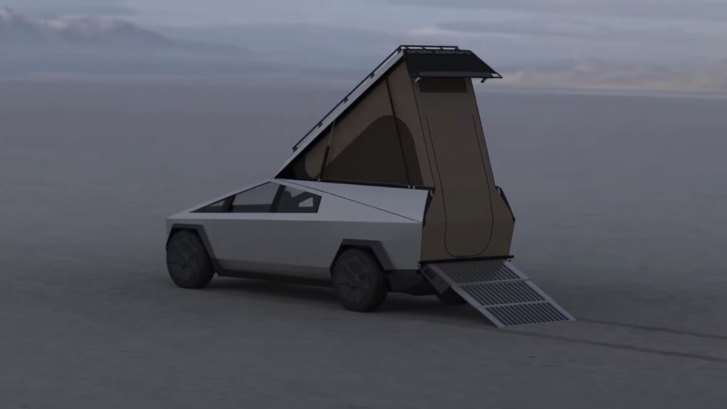 Tesla Cybertruck: Camping-Umbau ermöglicht Übernachten im Stealth-Modus ...