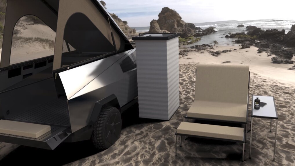 Tesla Cybertruck: Camping-Umbau ermöglicht Übernachten im Stealth-Modus ...