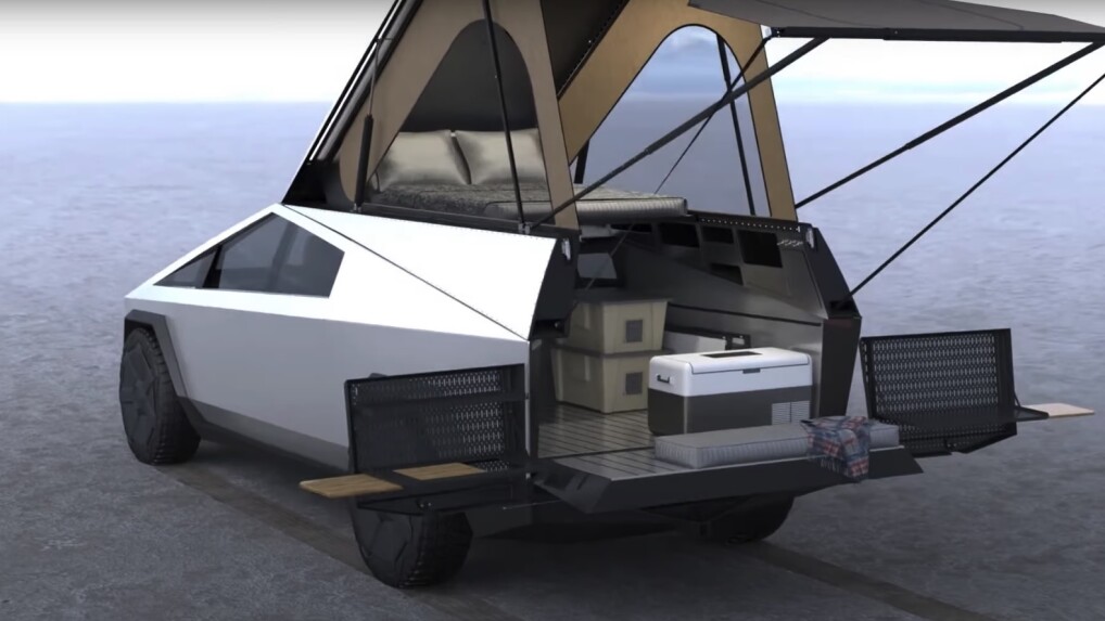Tesla Cybertruck: Camping-Umbau ermöglicht Übernachten im Stealth-Modus ...