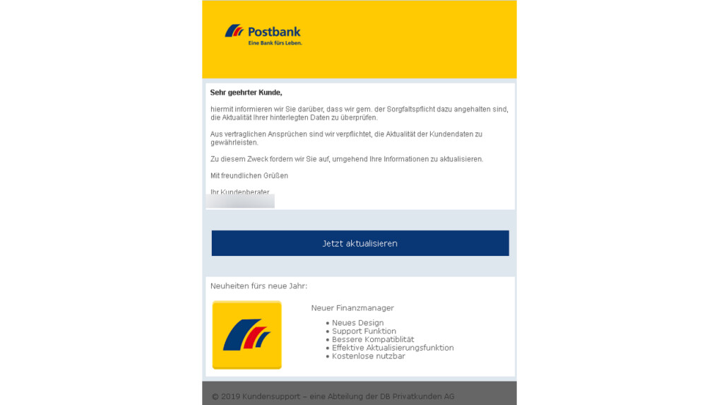 Postbank-Phishing: Verbraucherzentrale warnt vor gefährlichen Spam ...