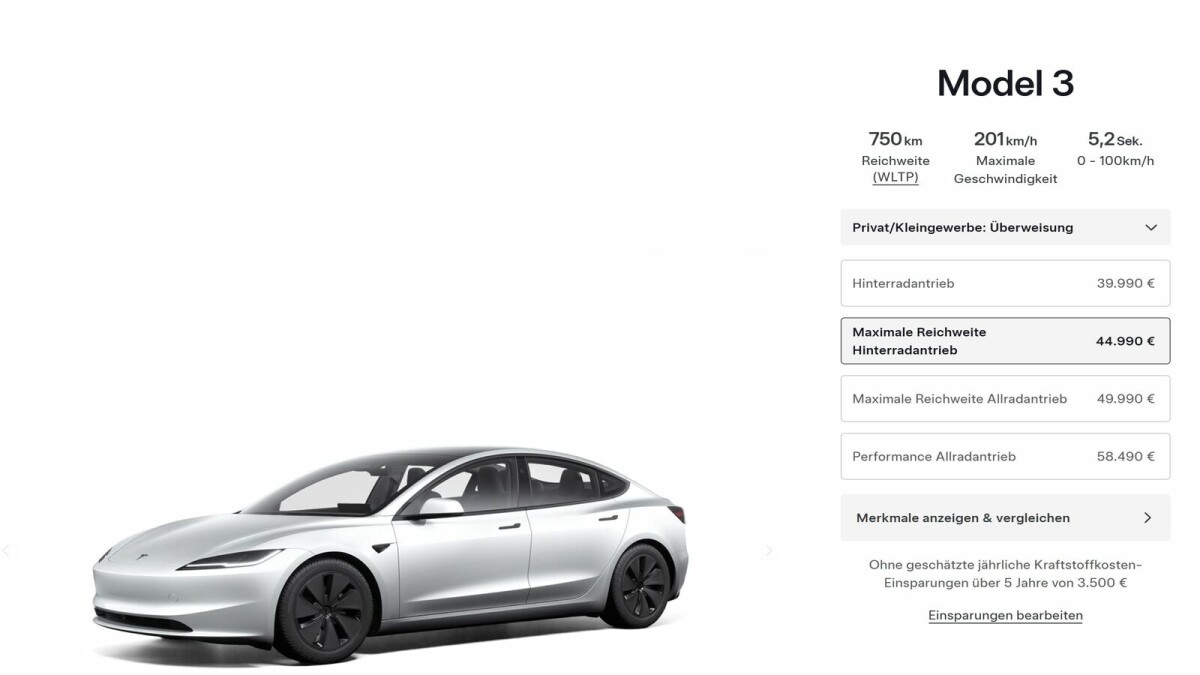 Große Änderung beim Model 3: Tesla bietet neuen Vorteil - aber nicht ...