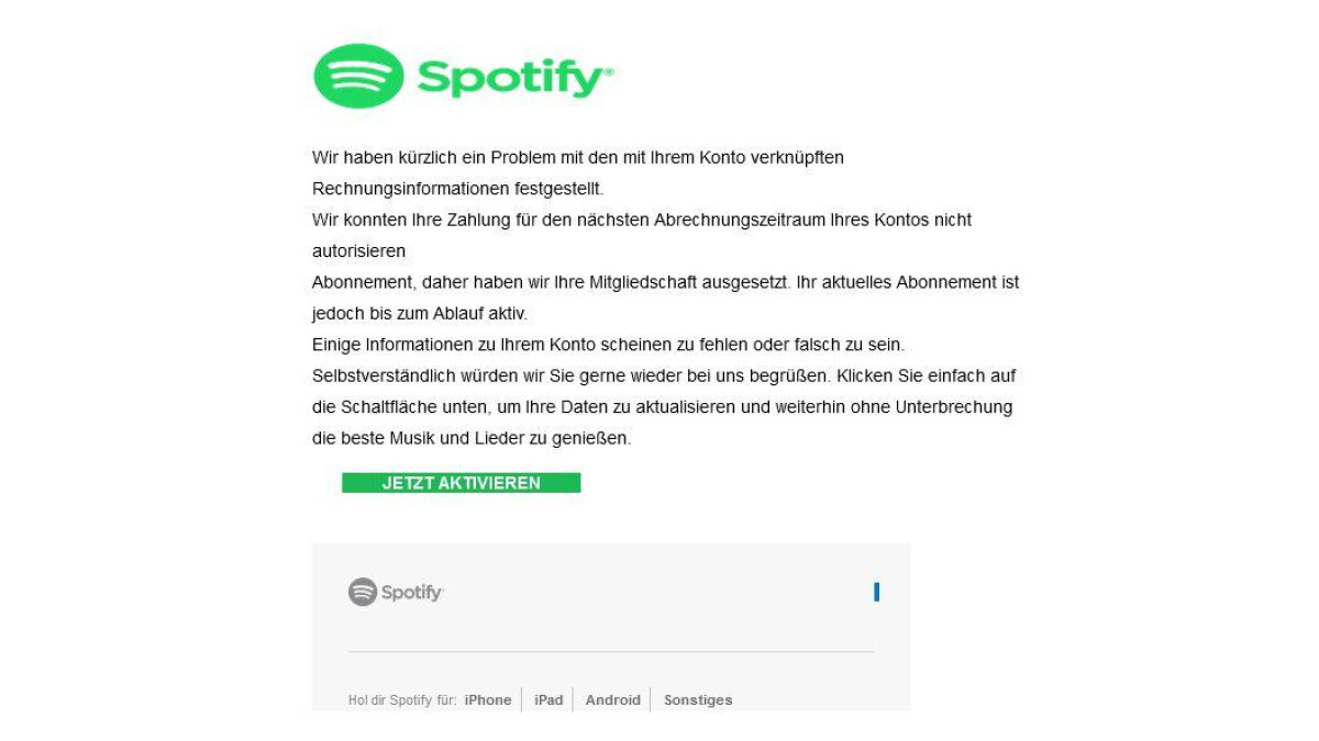 Zahlungsprobleme bei Spotify: Phishing-Masche zielt auf eure Daten ab ...