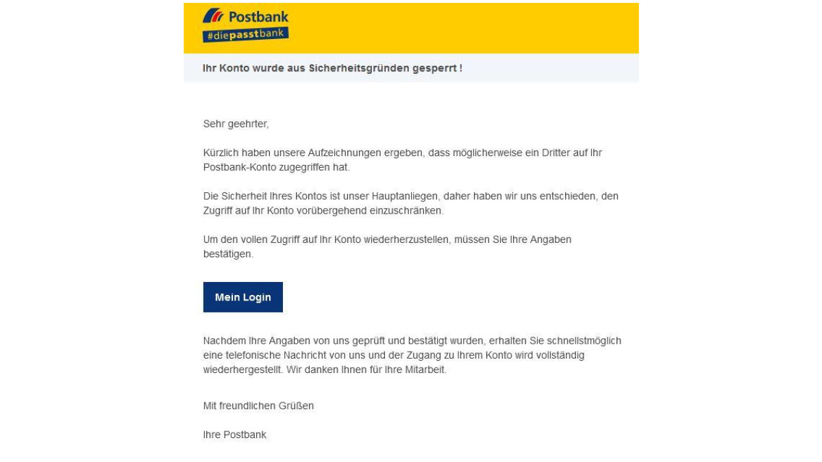 Postbank-Phishing: Drittzugriff auf euer Konto | NETZWELT
