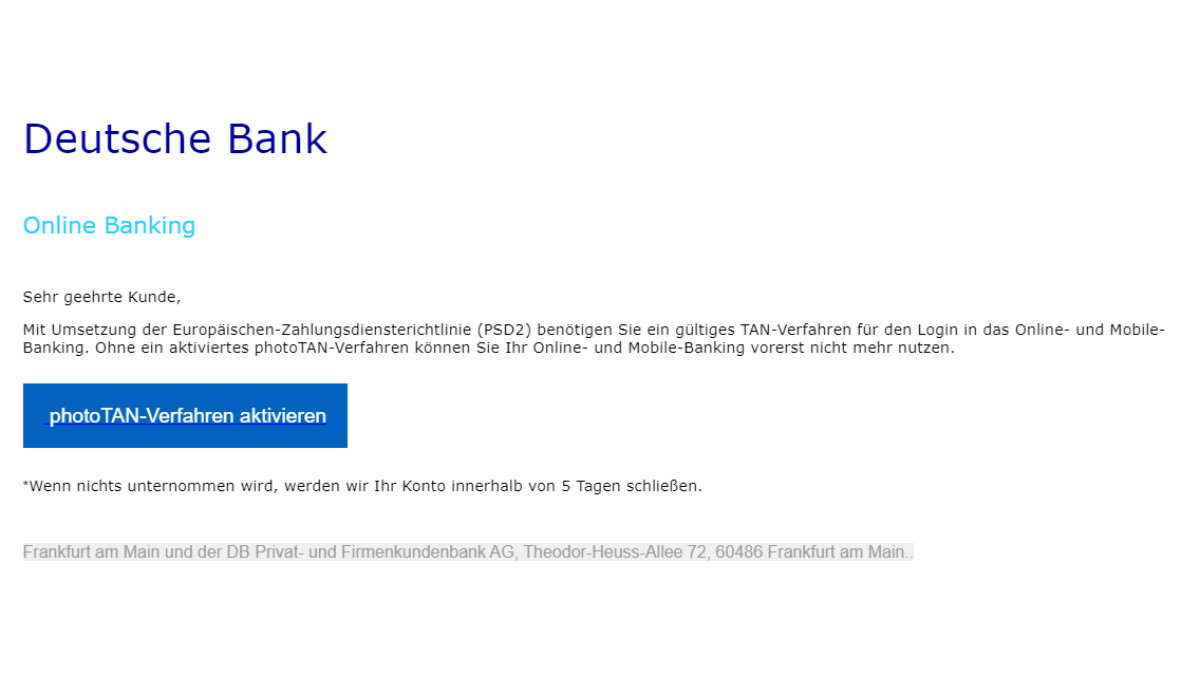 Deutsche Bank-Phishing: Datendiebstahl mit TAN-Verfahren | NETZWELT