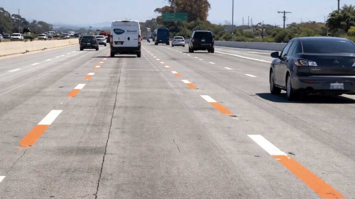 Experiment geglückt: Orangefarbene Streifen auf der Autobahn zeigen ...