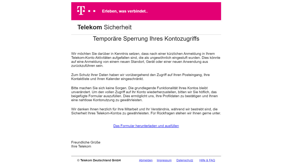 Fremdzugriff auf Telekom-Konto: Möglicher Malware-Angriff in Phishing ...