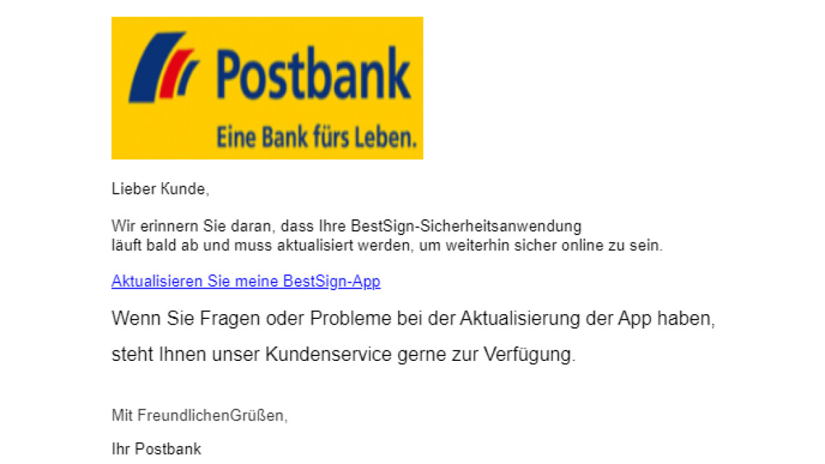 Postbank-Phishing: BestSign-App muss aktualisiert werden | NETZWELT