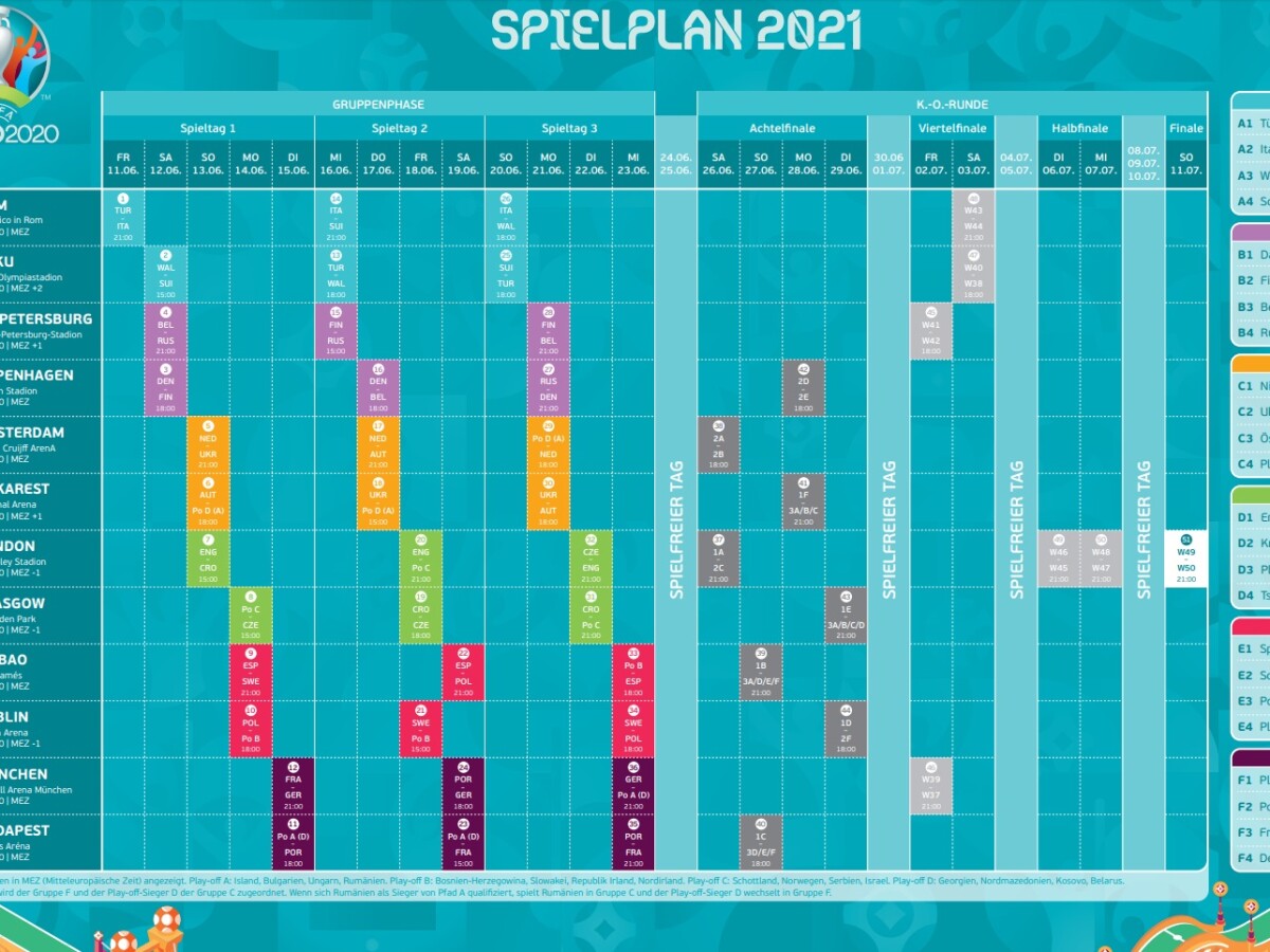 EM 2020 - Spielpläne zum kostenlosen Download | NETZWELT