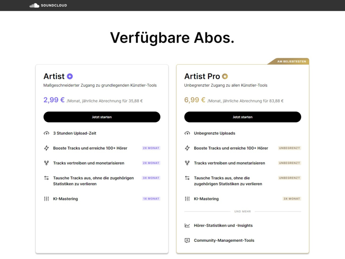 SoundCloud Artist Pro: Premium-Abo für ganz spezielle Musik-Fans - für ...