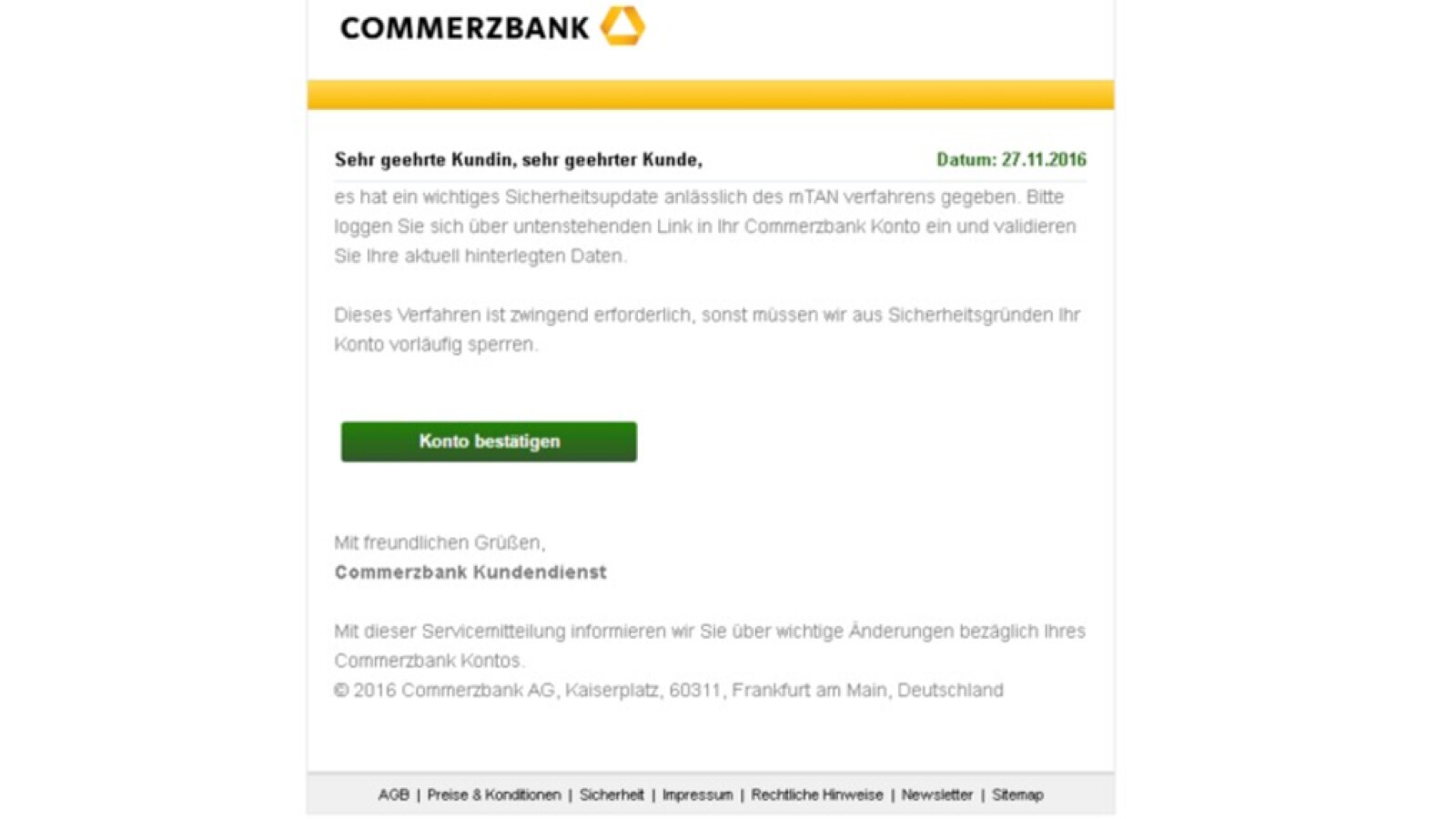 Beispiele für gefälschte Commerzbank-E-Mails | NETZWELT