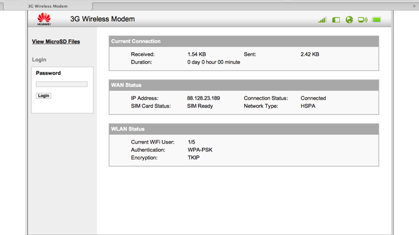 Die Admin-Konsole des Huawei E5 | NETZWELT