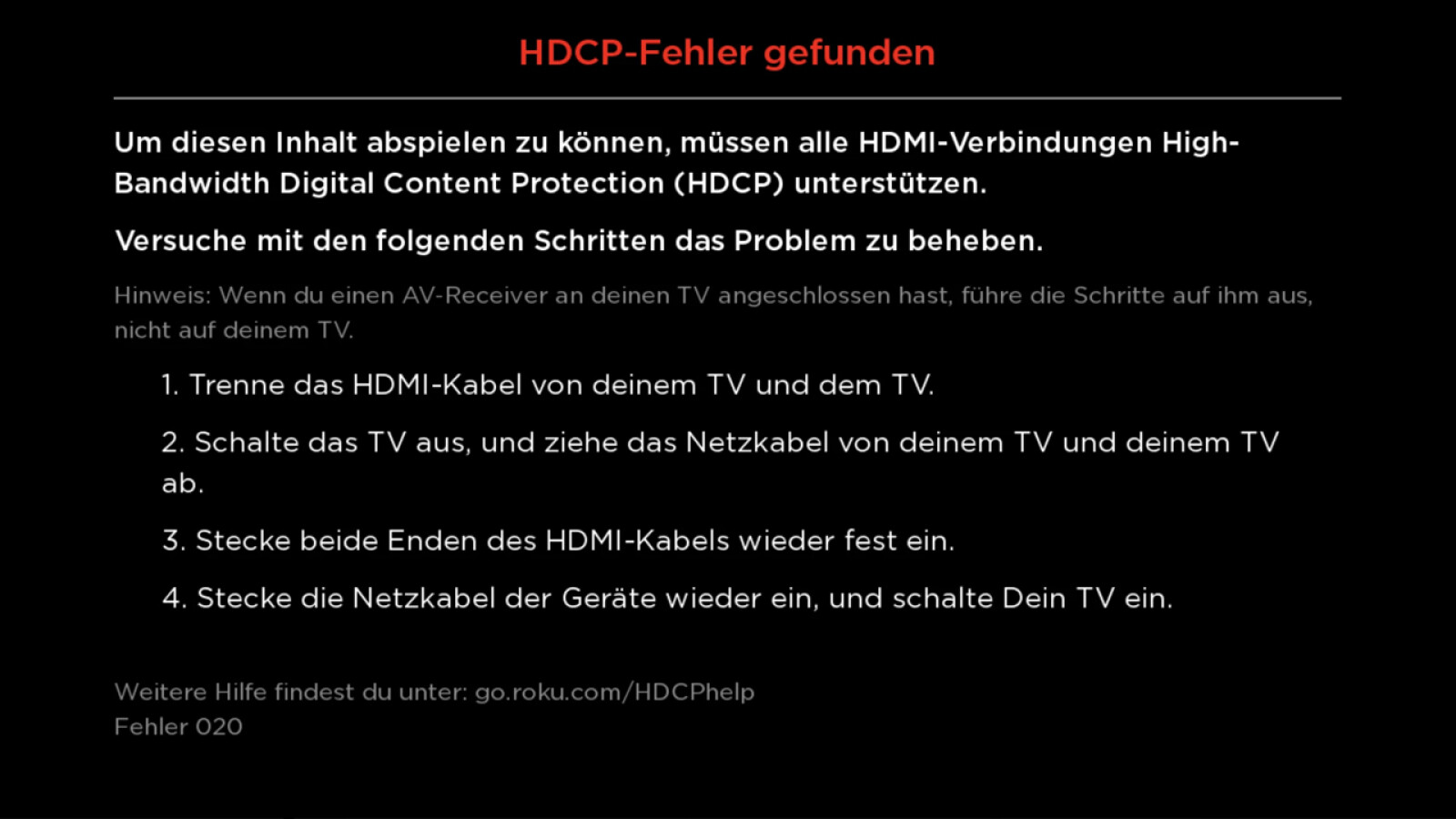 Roku: Fehlercode 020 - so behebt ihr den HDCP-Fehler ganz einfach | NETZWELT