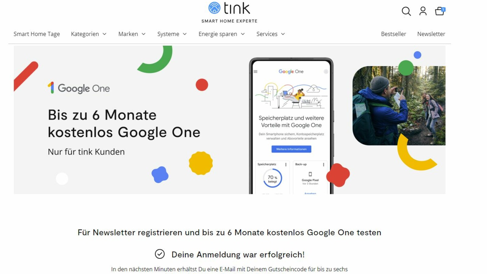 Anleitung: Bestellung des kostenlosen Google One Abos bei tink | NETZWELT