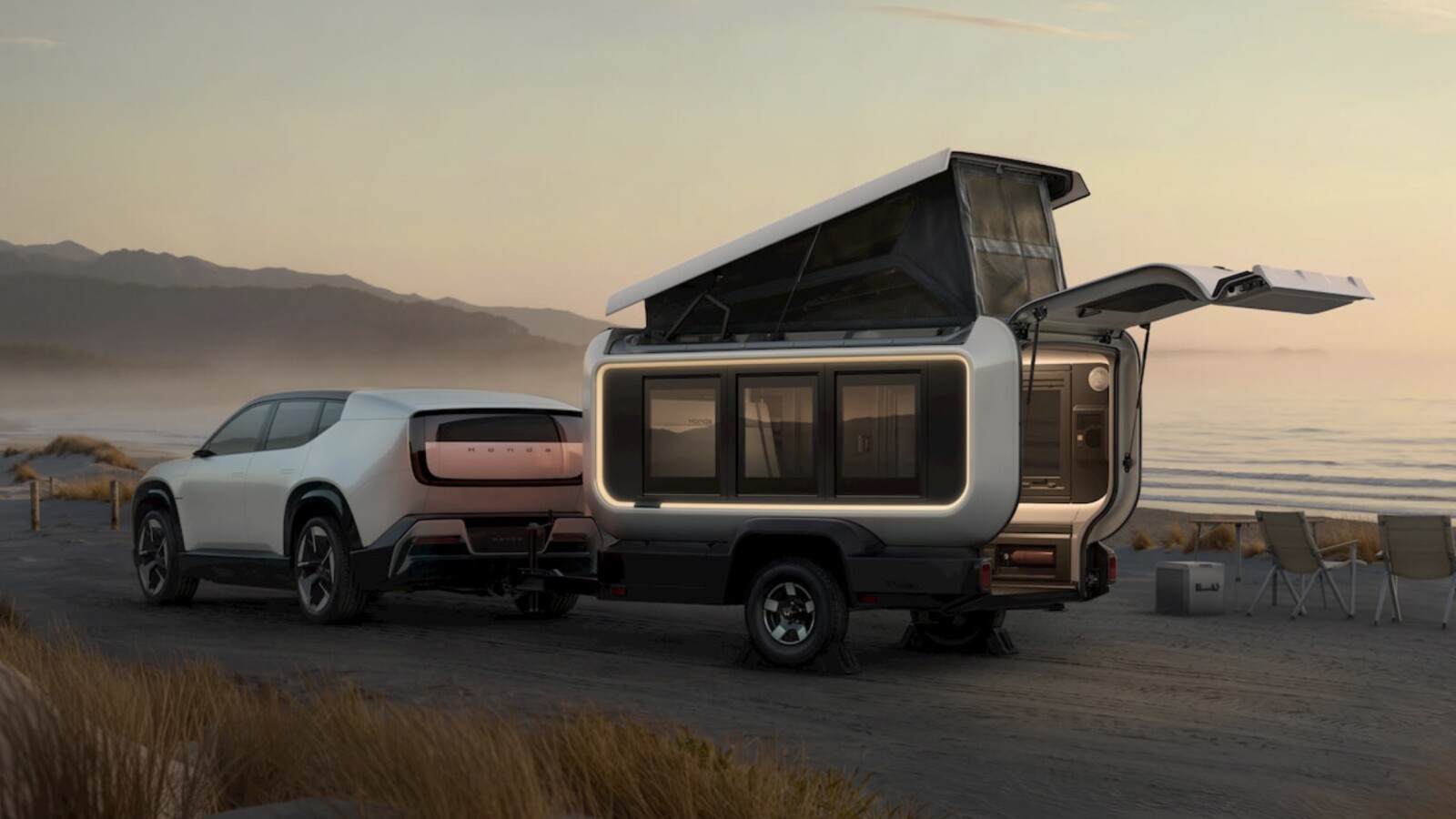Für Camper mit E-Auto: Mini-Solar-Wohnwagen von Honda passt in ...