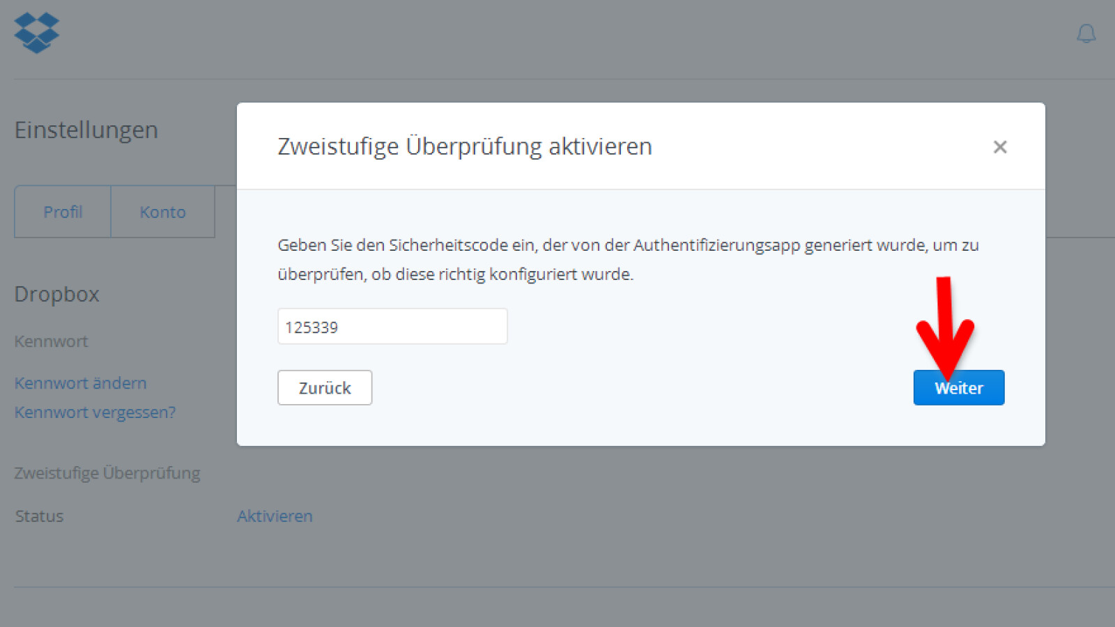 Dropbox-Login in zwei Schritten mit Google Authenticator einrichten ...