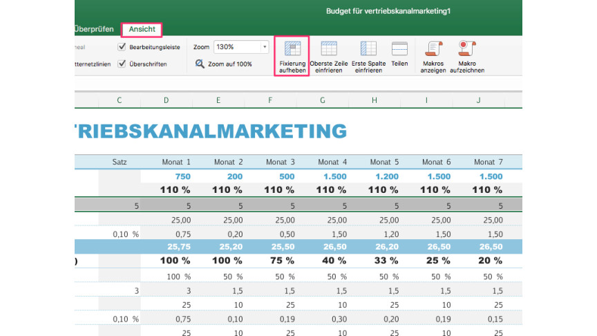 Microsoft Excel: So fixiert ihr Zeilen und Spalten für mehr Übersicht ...