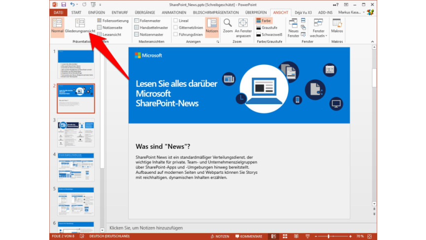 PowerPoint: Inhaltsverzeichnis oder Gliederung erstellen | NETZWELT