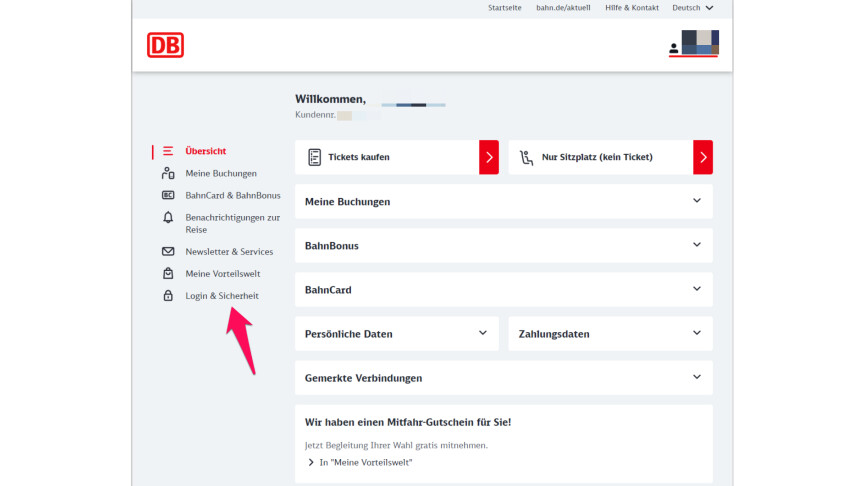 DB Navigator / Bahn.de: So aktiviert ihr die 2-Faktor-Authentifizierung ...
