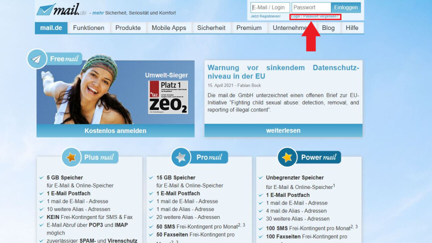 mail.de Login: Anmelden und vergessenes Passwort zurücksetzen | NETZWELT