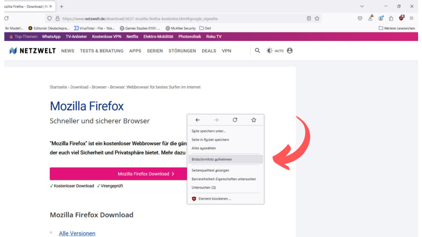 Mozilla Firefox: So macht ihr einen Screenshot im Browser | NETZWELT