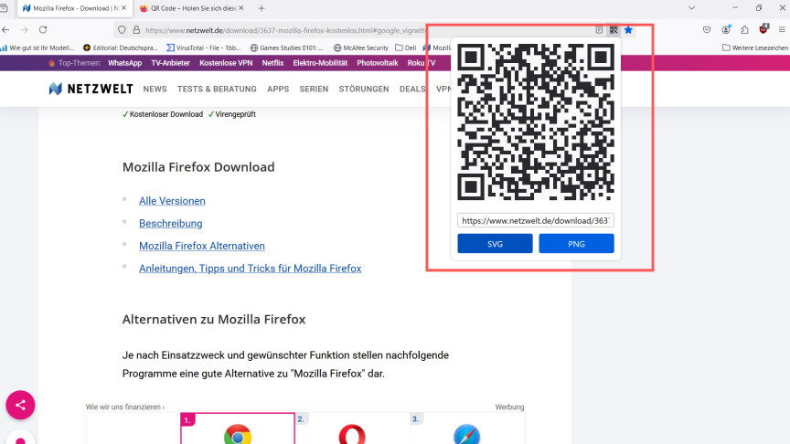 Webseiten per QR-Code teilen: So geht's bei Edge, Firefox, Chrome und Opera | NETZWELT