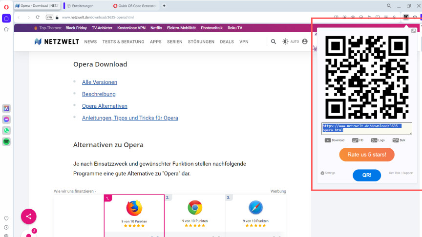 Webseiten per QR-Code teilen: So geht's bei Edge, Firefox, Chrome und Opera | NETZWELT